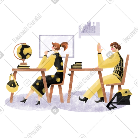 Man and woman in the classroom PNG, SVG