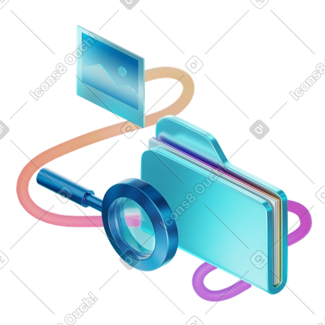 3D Searching for documents and files with magnifier animated ...
