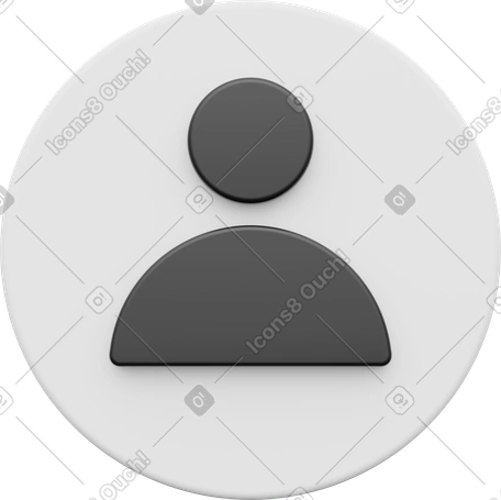 3D user icon, black profile symbol, account avatar PNG, SVG