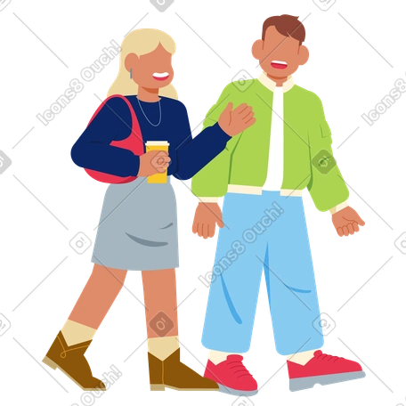 Femme et homme marchant et parlant PNG, SVG