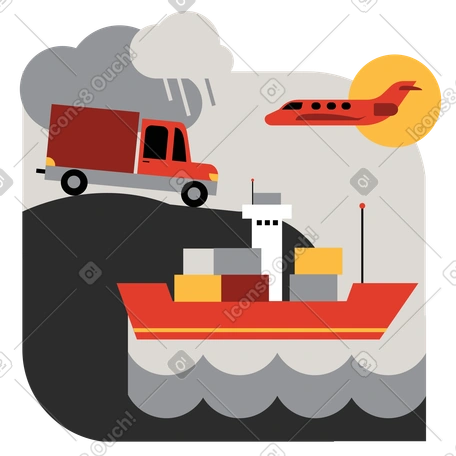 Cargo transportation by different modes of transport illustration in ...