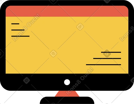 Browser yellow screen monitor with text PNG, SVG