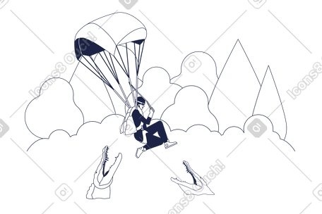 Parachutist falling to the crocodiles, Critical failure or fatal error ...