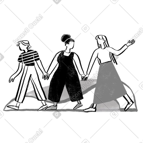 Female solidarity in black and white PNG, SVG