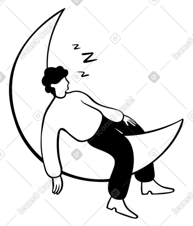Man taking a nap on a crescent moon animated illustration in GIF ...