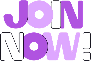 Join Now text with megaphone and stars lettering illustration in PNG, SVG