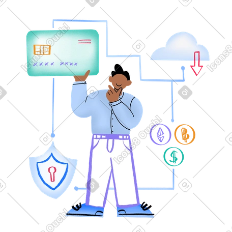 Man using blockchain and cryptocurrency technology PNG, SVG