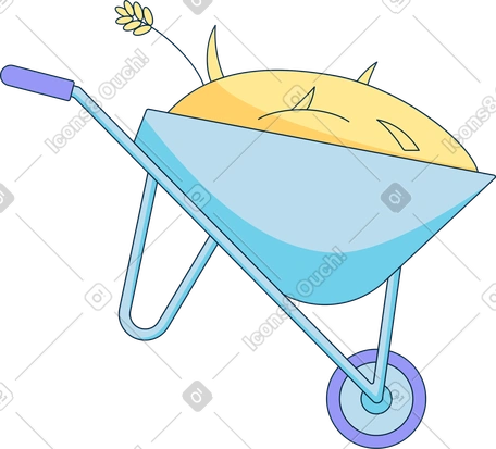 Carretilla de granjero con heno PNG, SVG