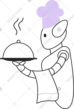 Robot chef with a dish PNG, SVG