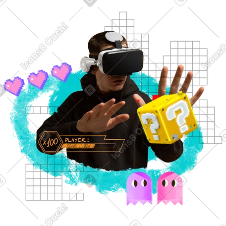PNG, SVG 형식의 대화형 vr 게임의 플레이어 일러스트레이션
