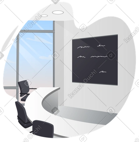 College classroom with blackboard and big window illustration in PNG, SVG