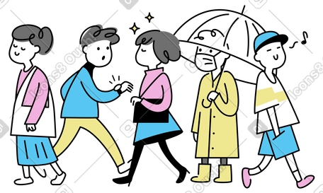 Crowd of people walking outside animated illustration in GIF, Lottie ...
