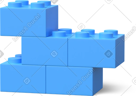 3D blue lego brick wall PNG, SVG