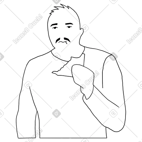 Doodle character eating a sandwich PNG, SVG