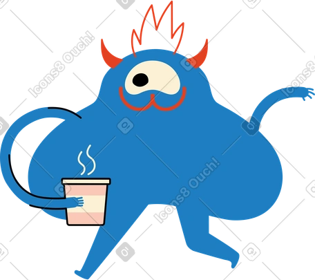 Blue character with one-eyed PNG, SVG