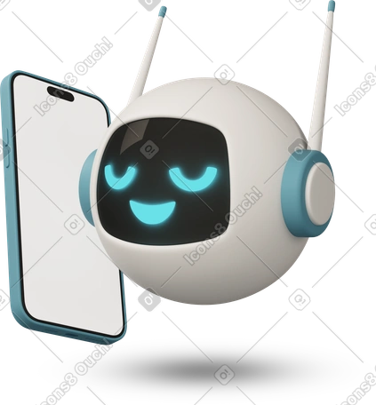 3D small chatbot talking on the phone PNG, SVG