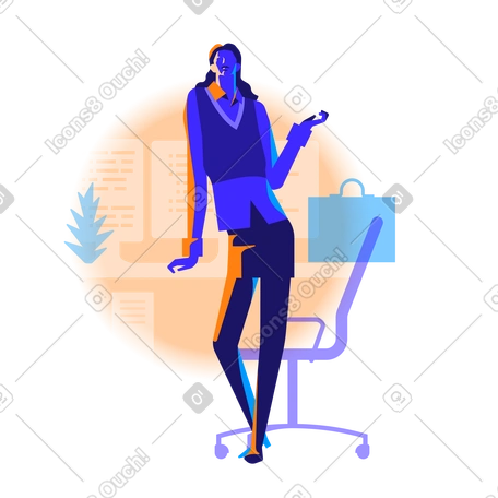 Female coder standing in the office PNG, SVG