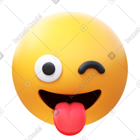 3D winking face with tongue emoji PNG, SVG
