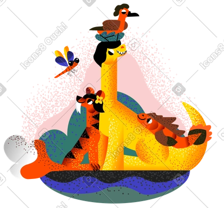 Different animals teaming up together PNG, SVG