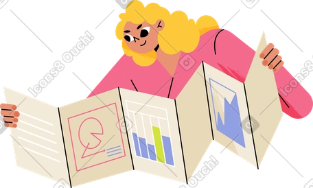 Woman with graph chart animated illustration in GIF, Lottie (JSON), AE