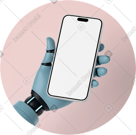 3D AI assistant hand holding phone mockup PNG, SVG
