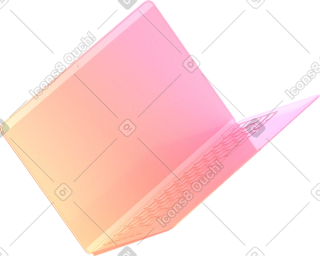 3D rotated gradient laptop PNG, SVG
