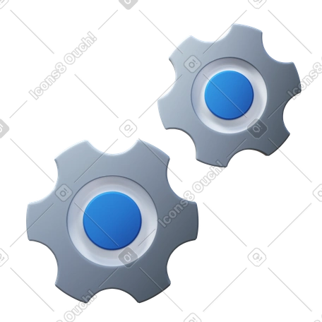 3D two grey gears animated illustration in GIF, Lottie (JSON), AE