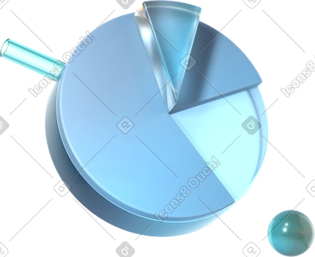 3D floating monochrome pie chart PNG, SVG