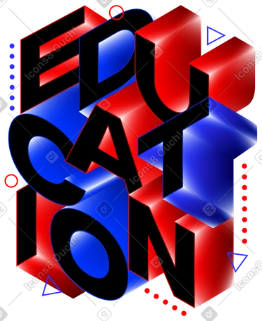 Lettering education in 3d style with decoration text PNG, SVG