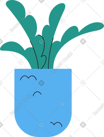 Green plant in big blue pot PNG, SVG