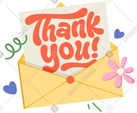 Lettering Thank You! letter in envelope text animated illustration in ...