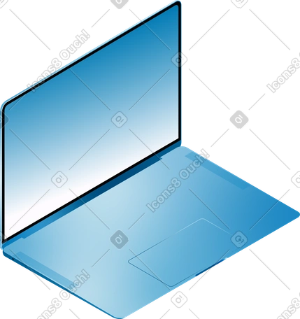Blue laptop without keyboard PNG, SVG