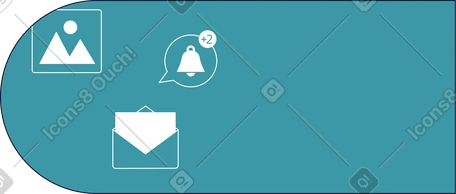 Blue background with notification, email and image icon PNG, SVG