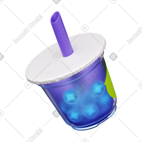 3D boba tea with ai spheres animated illustration in GIF, Lottie (JSON), AE
