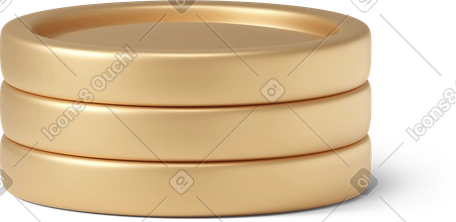 3D pile of three coins PNG, SVG