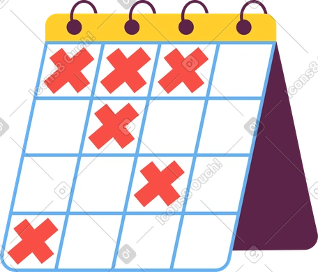Calendar with crossed days PNG, SVG