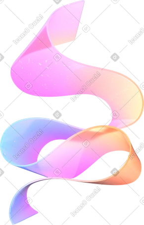 3D Cascading translucent glass ribbon PNG, SVG