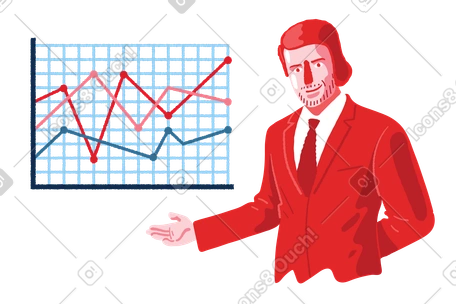 Homme d'affaires présentant le graphique boursier PNG, SVG