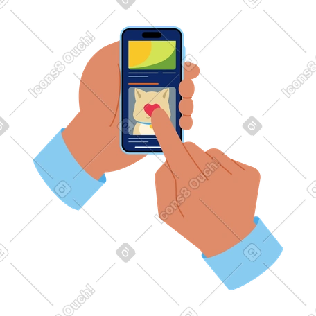 Social media scrolling on the phone PNG, SVG